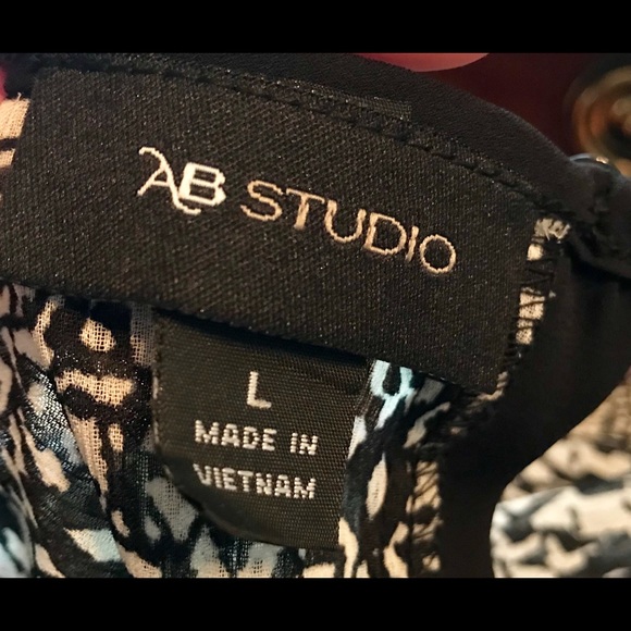AB Studio | Tops | New Ab Studio Blackwhite Design Blouse Large | Poshmark